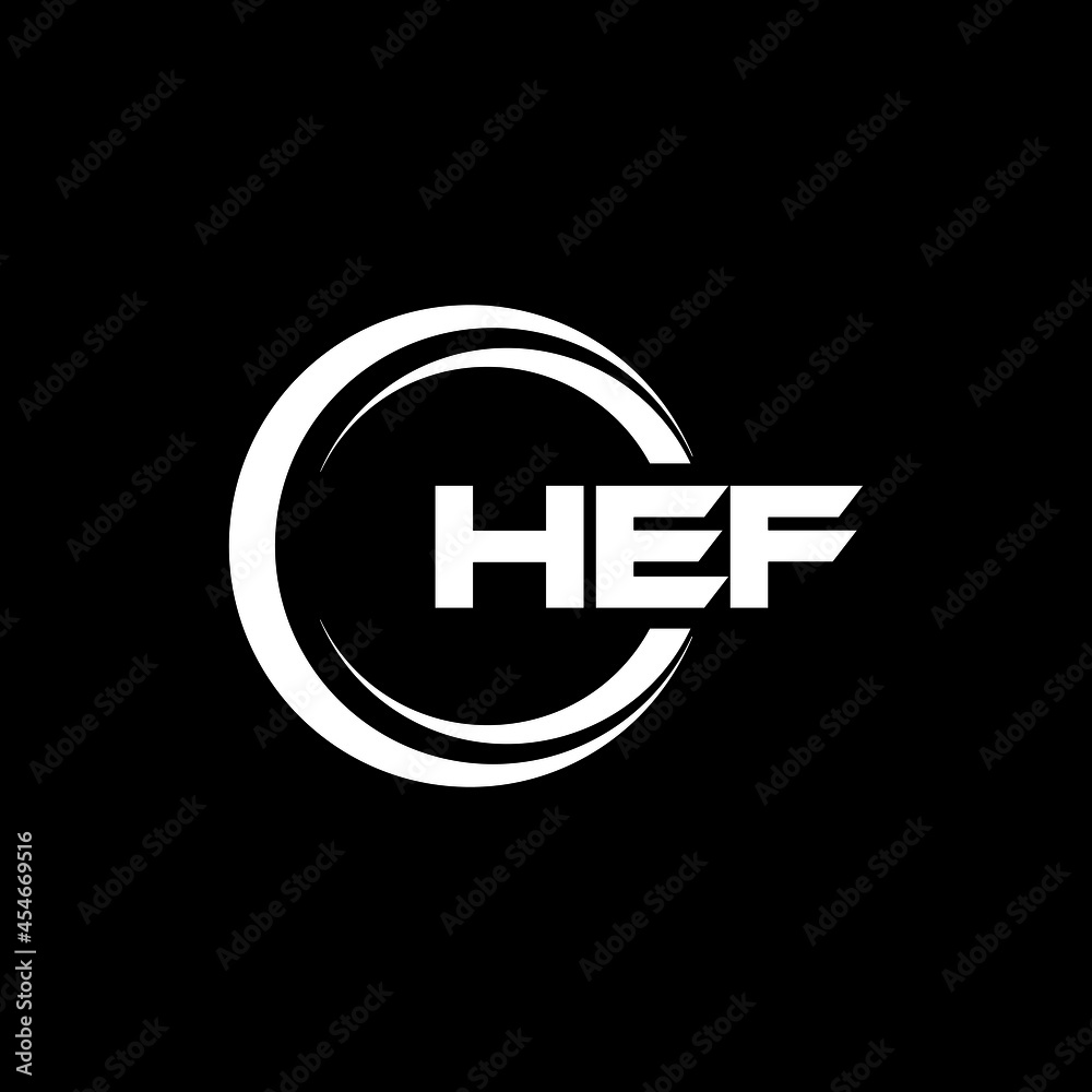 HEF letter logo design with black background in illustrator, vector ...