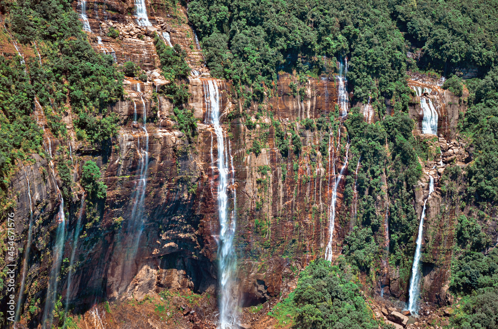 Seven Sisters Waterfalls and mountain view landscape with limestone ...