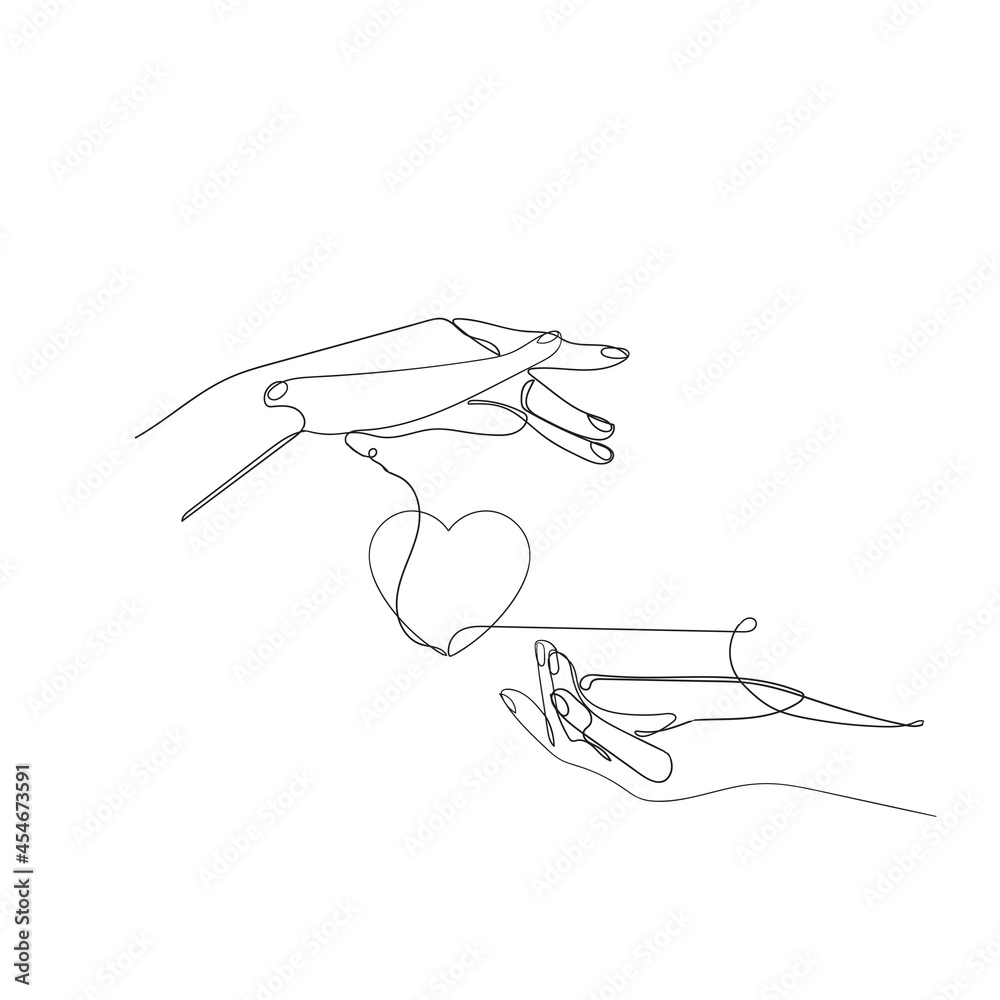 hand drawn doodle hand giving and receiving love illustration in ...