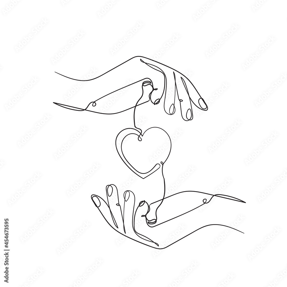 hand drawn doodle hand giving and receiving love illustration in ...