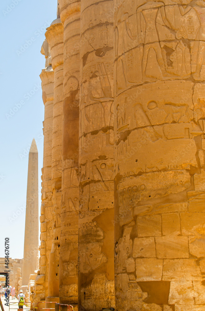 Colossal columns of the Temple of Amun-Ra in Luxor, Egypt Stock Photo ...