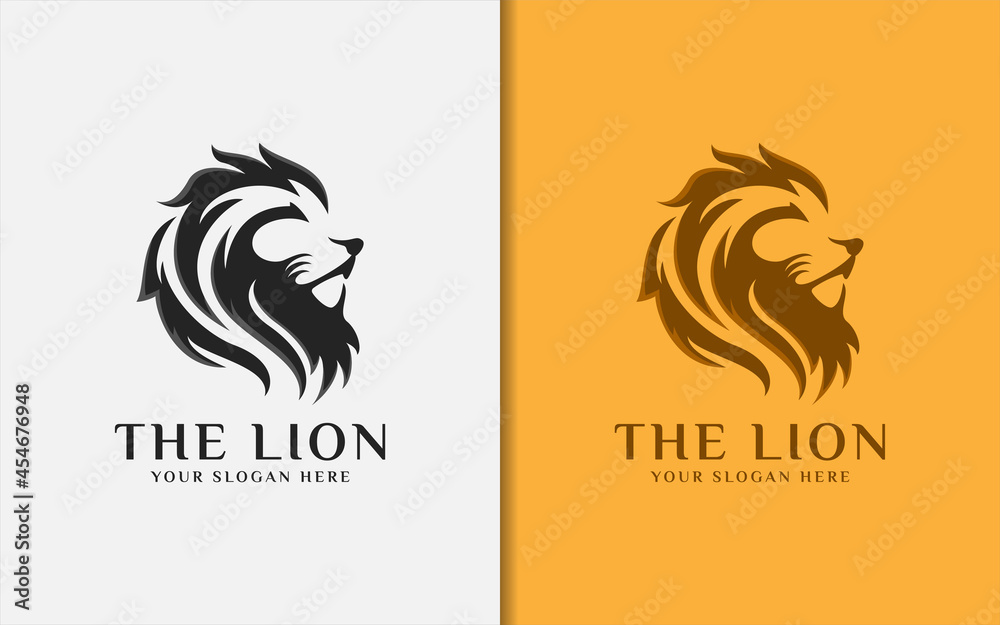 Simple Minimalist Lion Logo Design with Modern Shape. Vector Logo ...