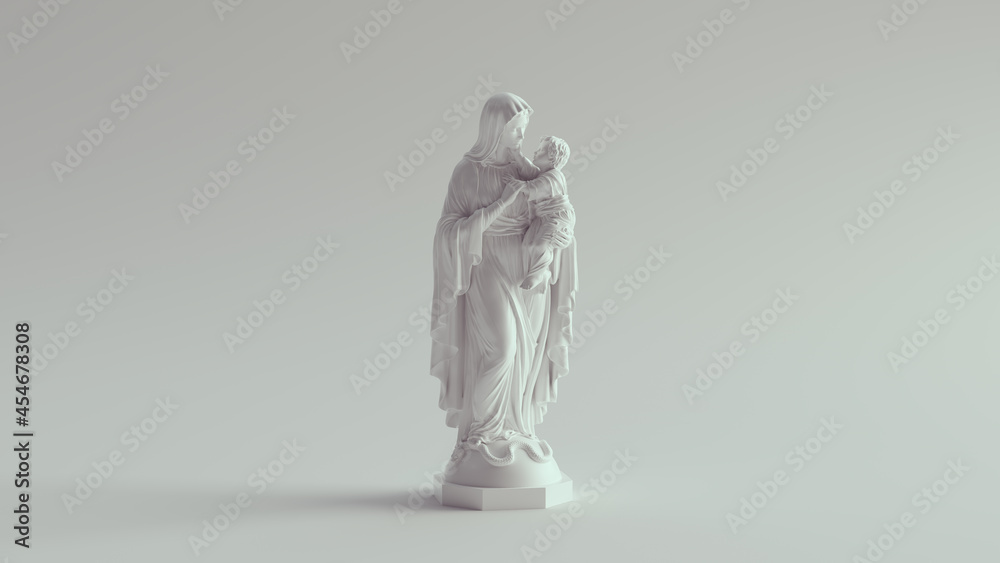 White Mary Mother an Child Baby Jesus Statue Marble Art Religion Christ ...