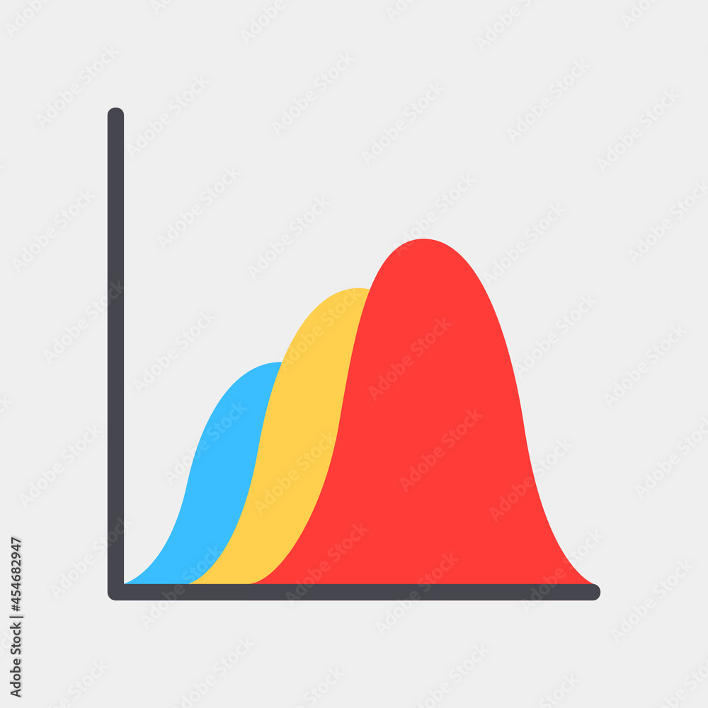 Vector illustration of wave chart icon in flat style for any projects ...