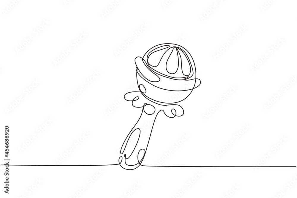 Continuous one line drawing rattle toy. Baby, infant plastic toy ...