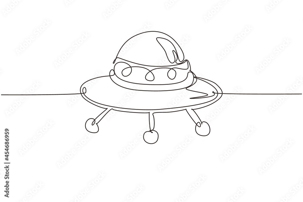Single continuous line drawing UFO plane toys icon. UFO design concept ...