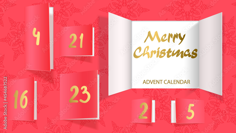 Christmas advent calendar door opening. Realistic an open wide doors on ...