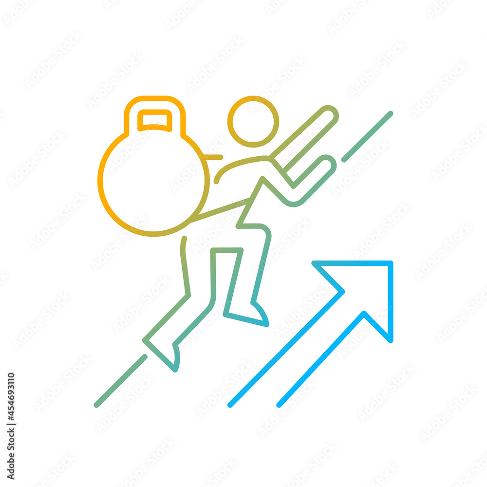 Persistence gradient linear vector icon. Voluntary activity despite ...