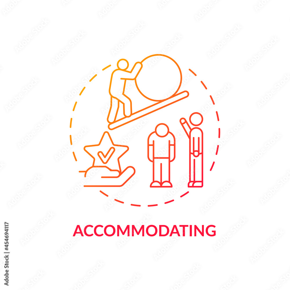 Accommodating red gradient concept icon. Strategy to confronting ...