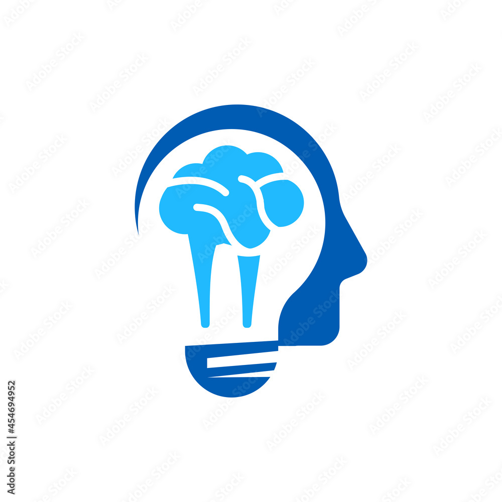 People logo with light bulb concept, human head bulb lamp logo vector ...