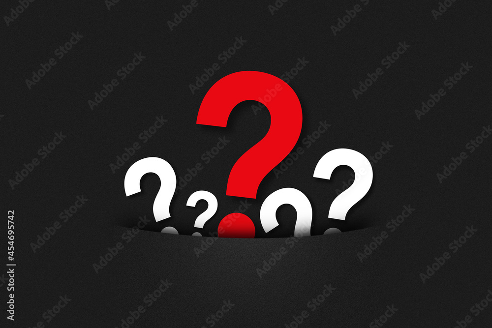 Question mark concepts, question marks coming out of a pocket on a ...