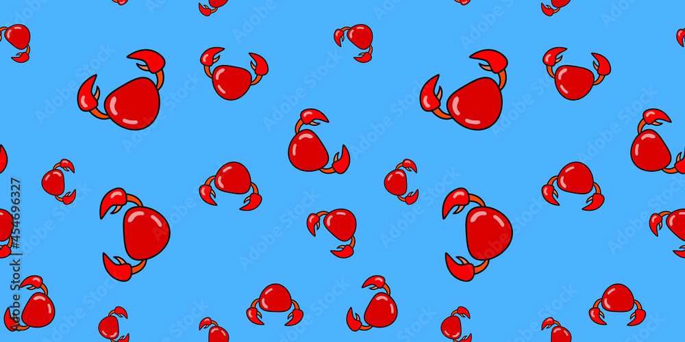 Crab seamless pattern. Vector background from sea animals for design ...