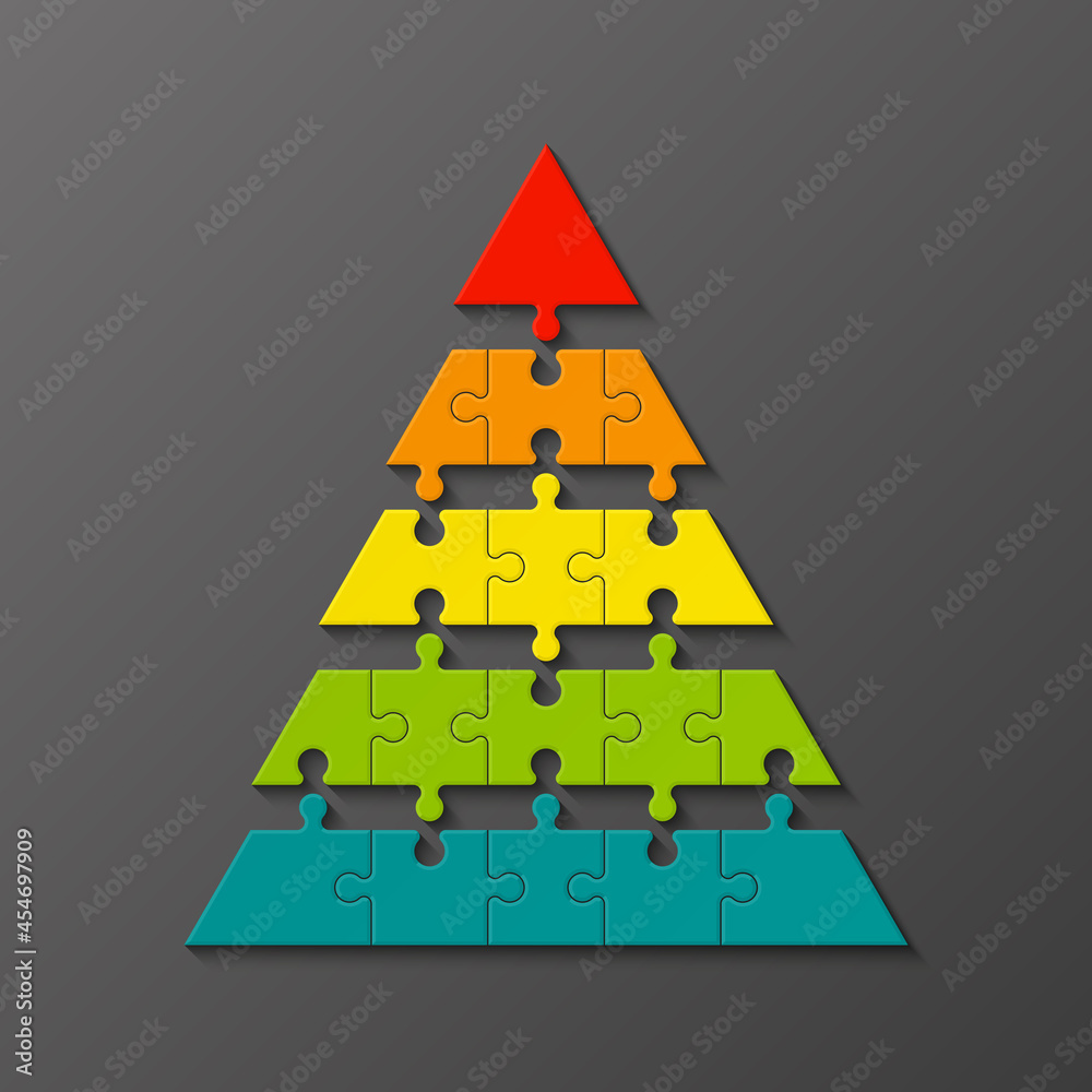Five levels color pyramid. Puzzle presentation infographic template ...
