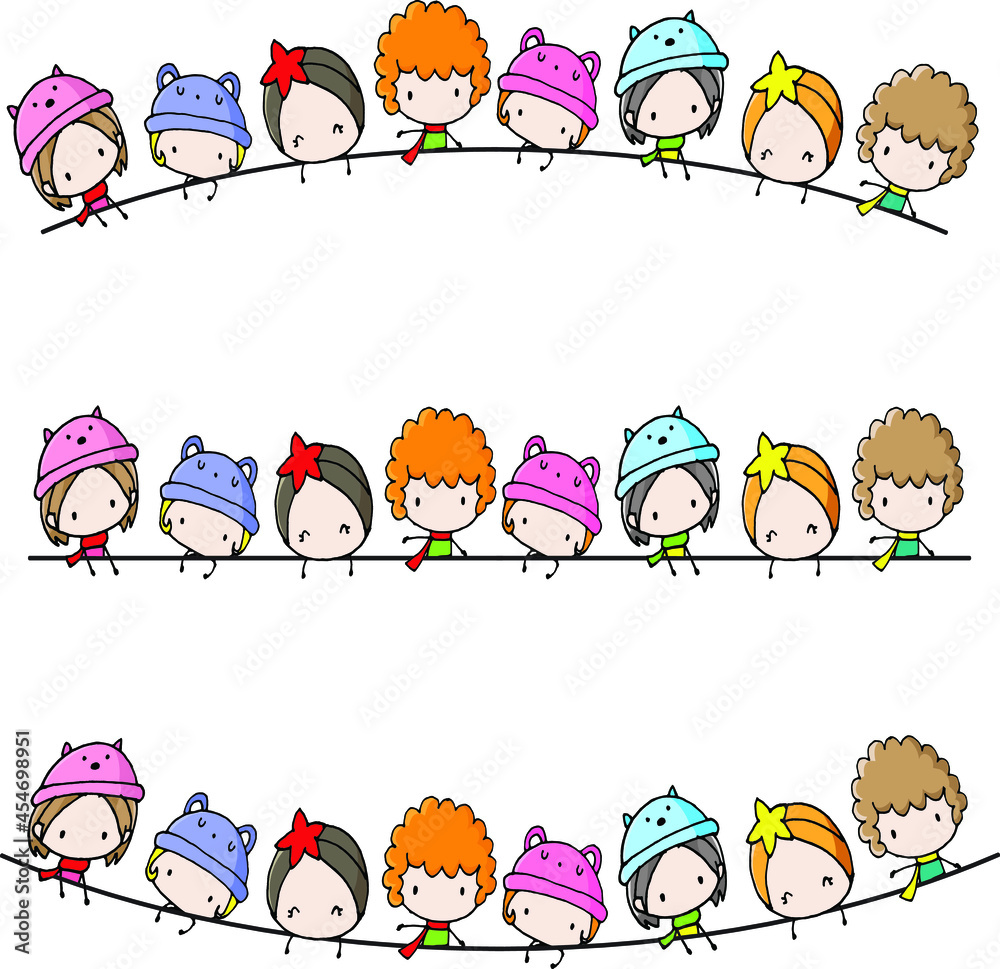 vector cartoon kids Children's background border frame card Stock ...