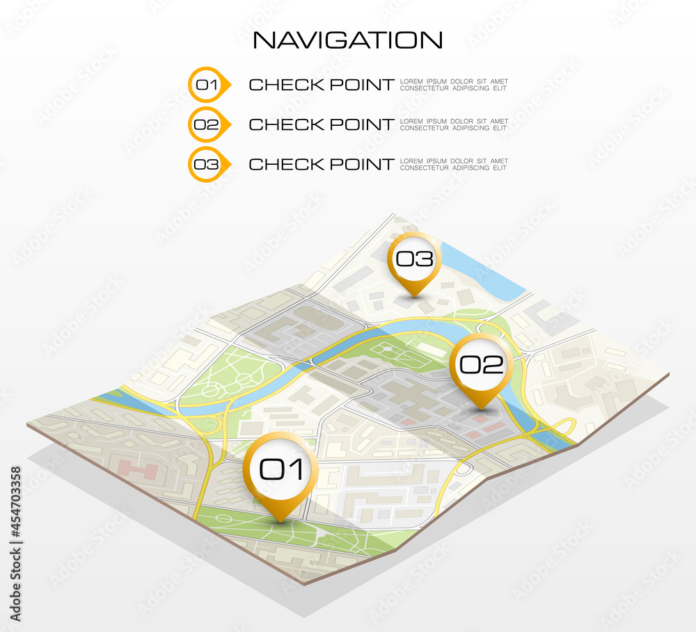 Isometric city map business infographic navigation, 3d flat isometry ...