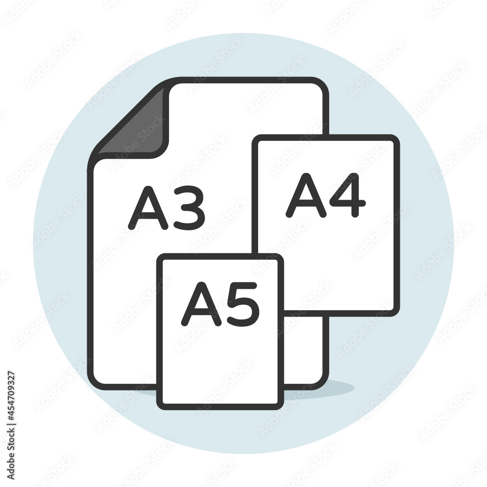 Different Paper Size Concept, Card Measurment Vector Icon Design ...