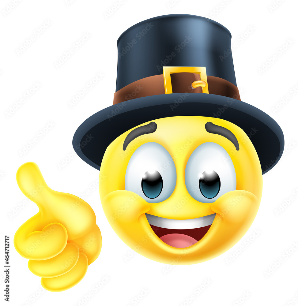 Thanksgiving Pilgrim Emoticon Emoji Cartoon Icon Stock Vector | Adobe Stock