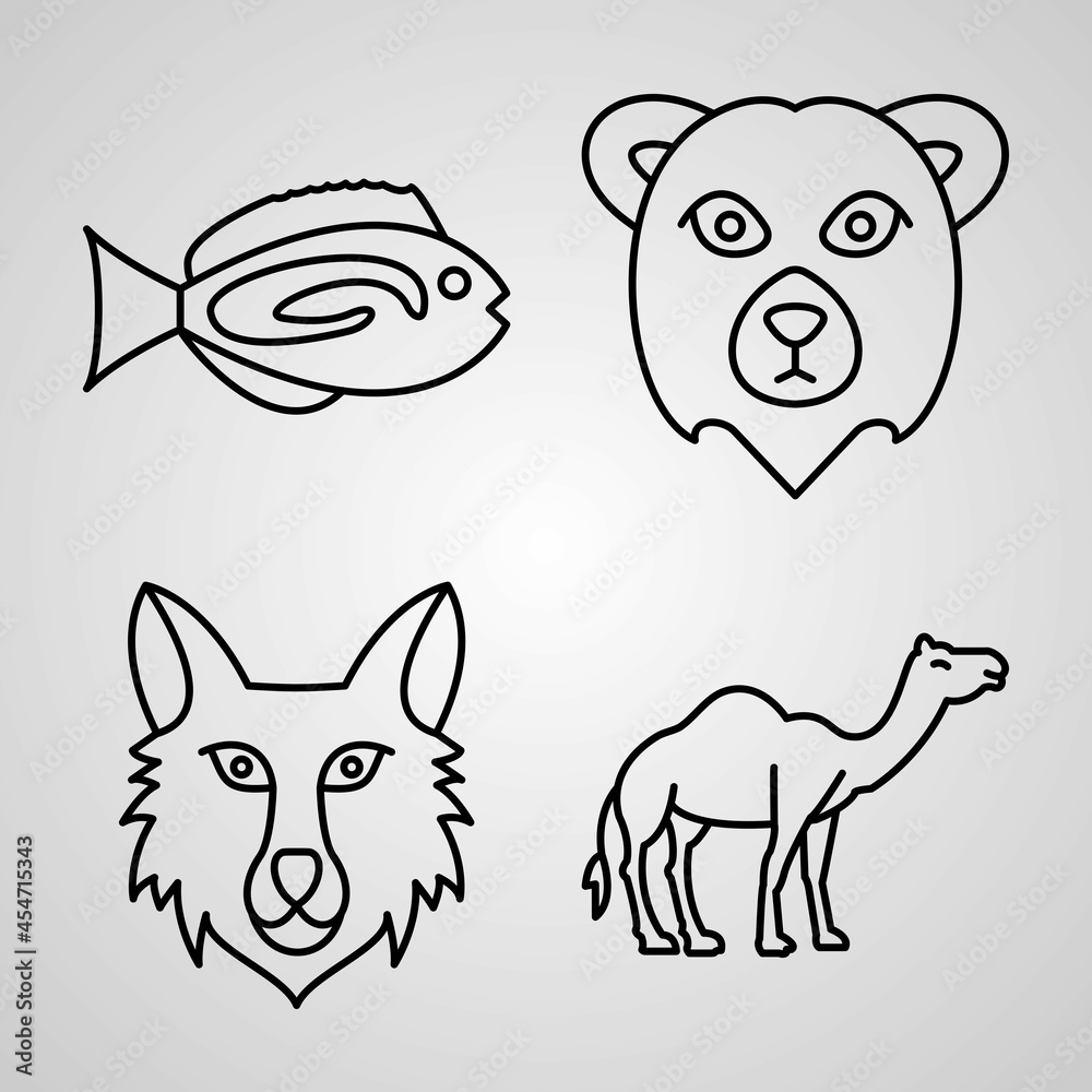 Collection of Animals Symbols in Outline Style Stock Vector | Adobe Stock