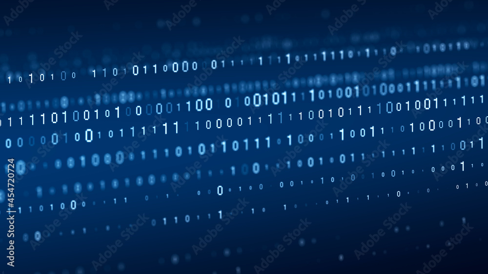 Technology binary code. Random falling digits on screen. Hacked ...