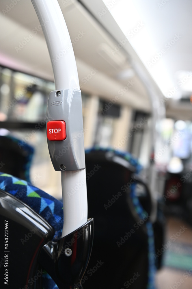Foto de Bus stop button, red button in transport, pushing button for ...