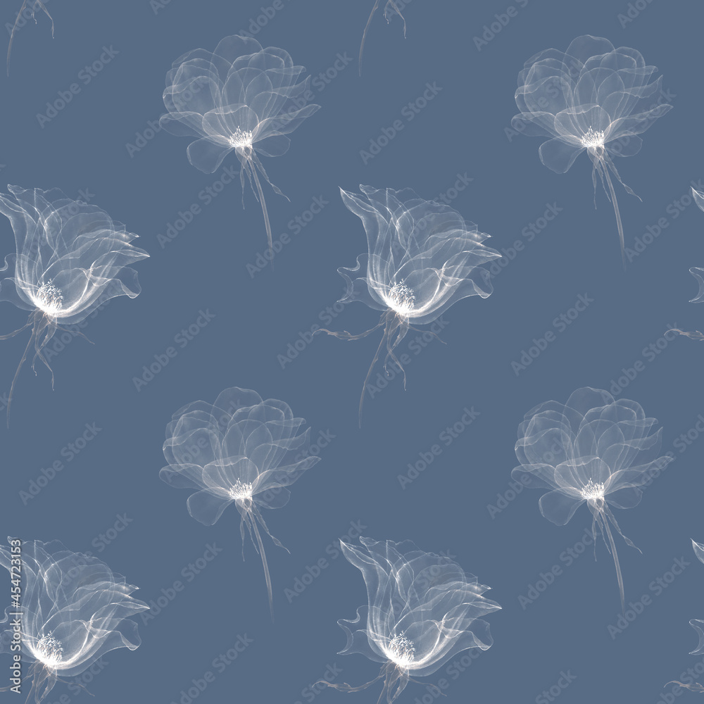 Blue boho seamless pattern for fabric, Dusty blue floral digital paper ...