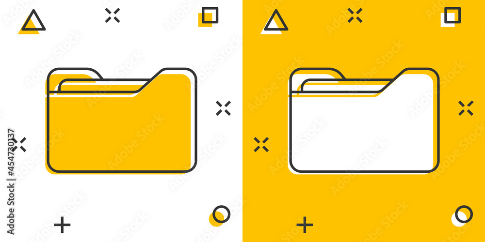 File folder icon in comic style. Documents archive vector cartoon ...