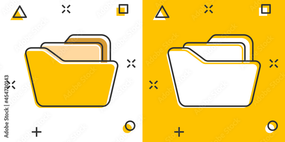 File folder icon in comic style. Documents archive vector cartoon ...