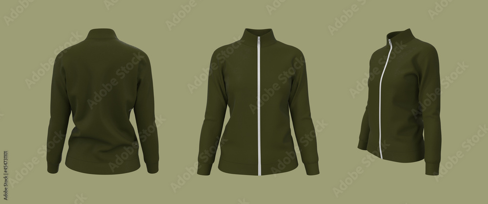 Women’s tracksuit jacket mockup, 3d illustration, 3d rendering Stock ...