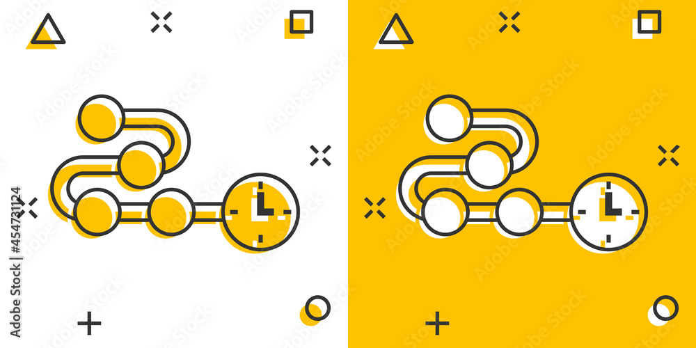 Timeline icon in comic style. Progress cartoon vector illustration on ...