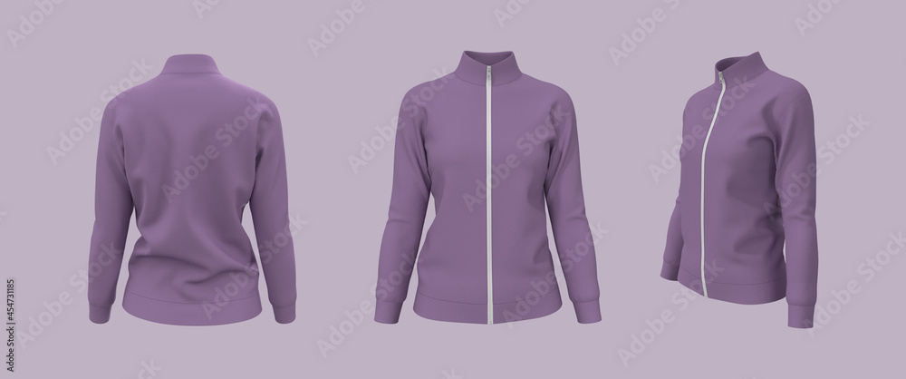 Women’s tracksuit jacket mockup, 3d illustration, 3d rendering Stock ...