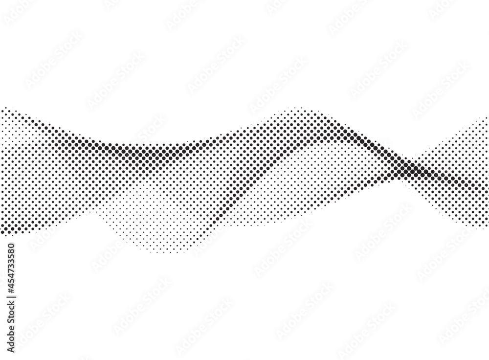 Abstract Halftone Wave Background Modern Gradient Halftone Pattern Vector Illustration Black