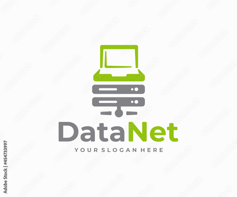Data center storage logo design. Cloud Computing server connect vector ...