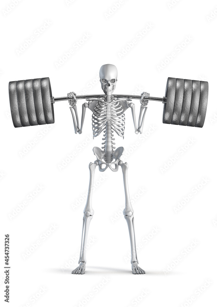 Fitness skeleton squat - 3D illustration of male human skeleton figure ...