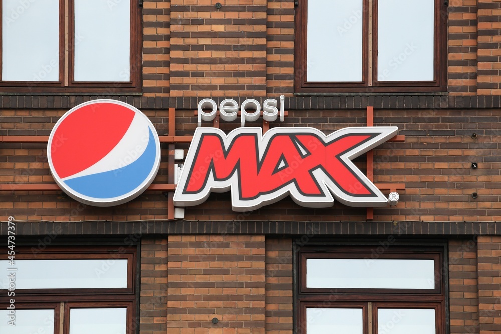 Copenhagen, Denmark - August 20, 2020: Pepsi max logo on a wall. Pepsi ...
