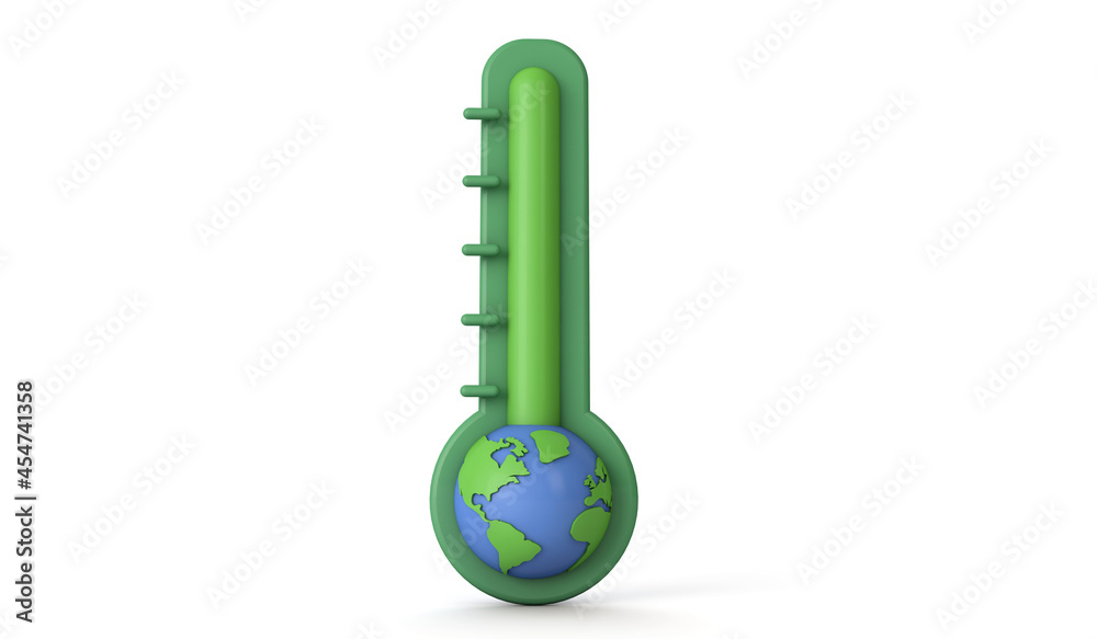Planet earth global warming concept. Thermometer with earth model. 3D ...