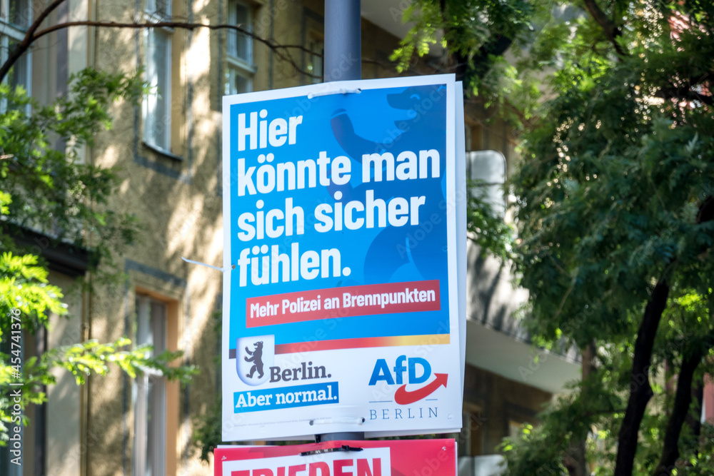 Berlin, Germany - September 2, 2021: Election campaign poster of AfD ...