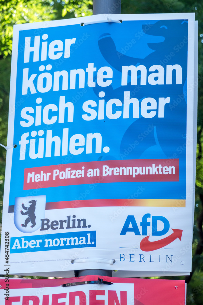 Berlin, Germany - September 2, 2021: Election campaign poster of AfD ...