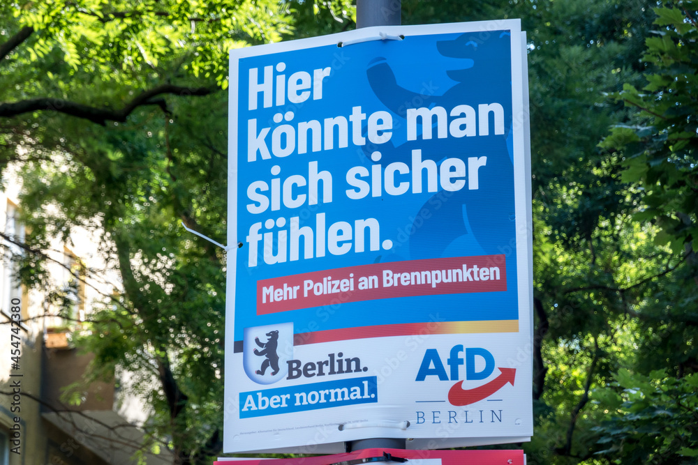 Berlin, Germany - September 2, 2021: Election campaign poster of AfD ...