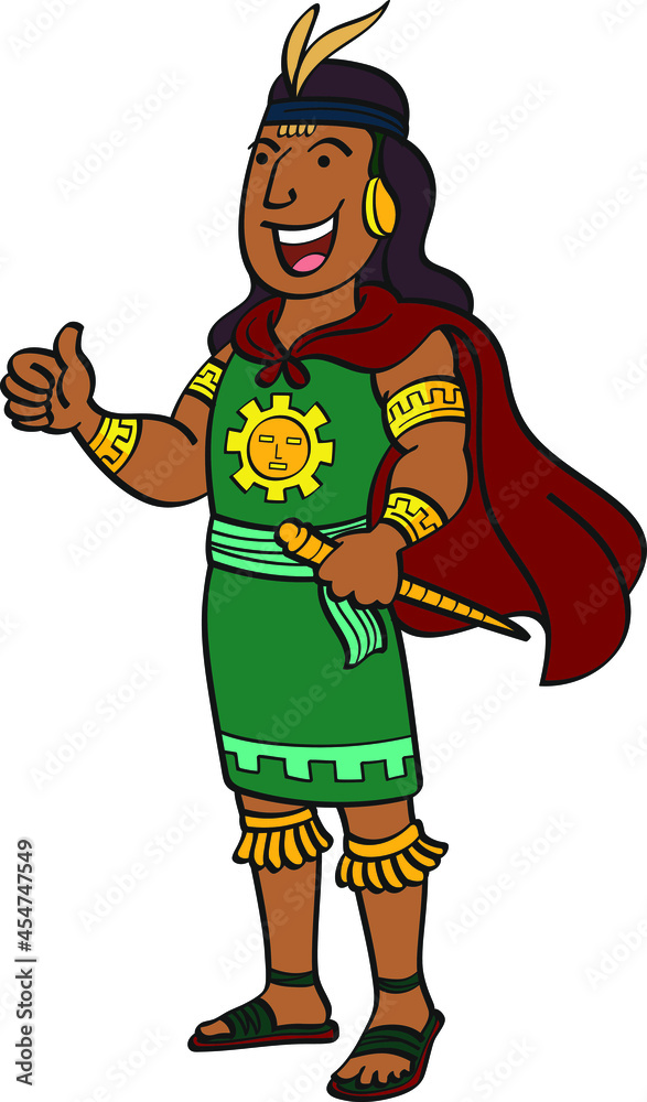 The smiling Inca, emperor of Machu Picchu, Cusco Peru, Tahuantinsuyo ...