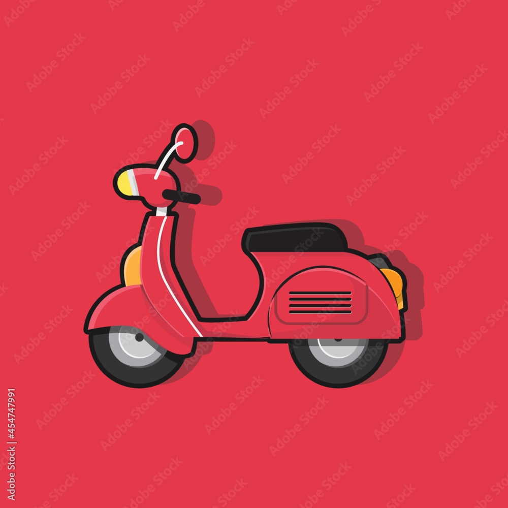 Vintage scooter motorcycle vector illustration cartoon flat icon Stock ...