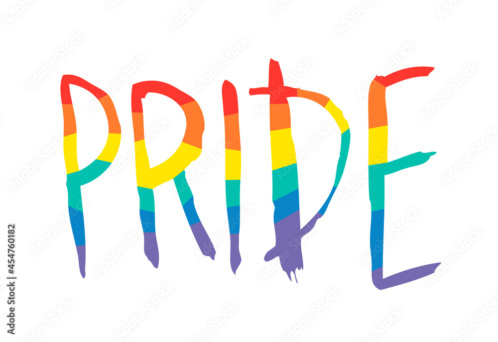 Vector Doodle Illustration Rainbow Word. Cartoon Pride Colorful Drawing ...