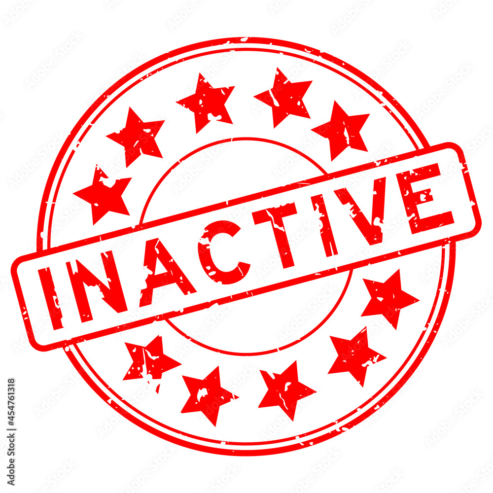 Grunge red inactive word with star icon round rubber seal stamp on ...