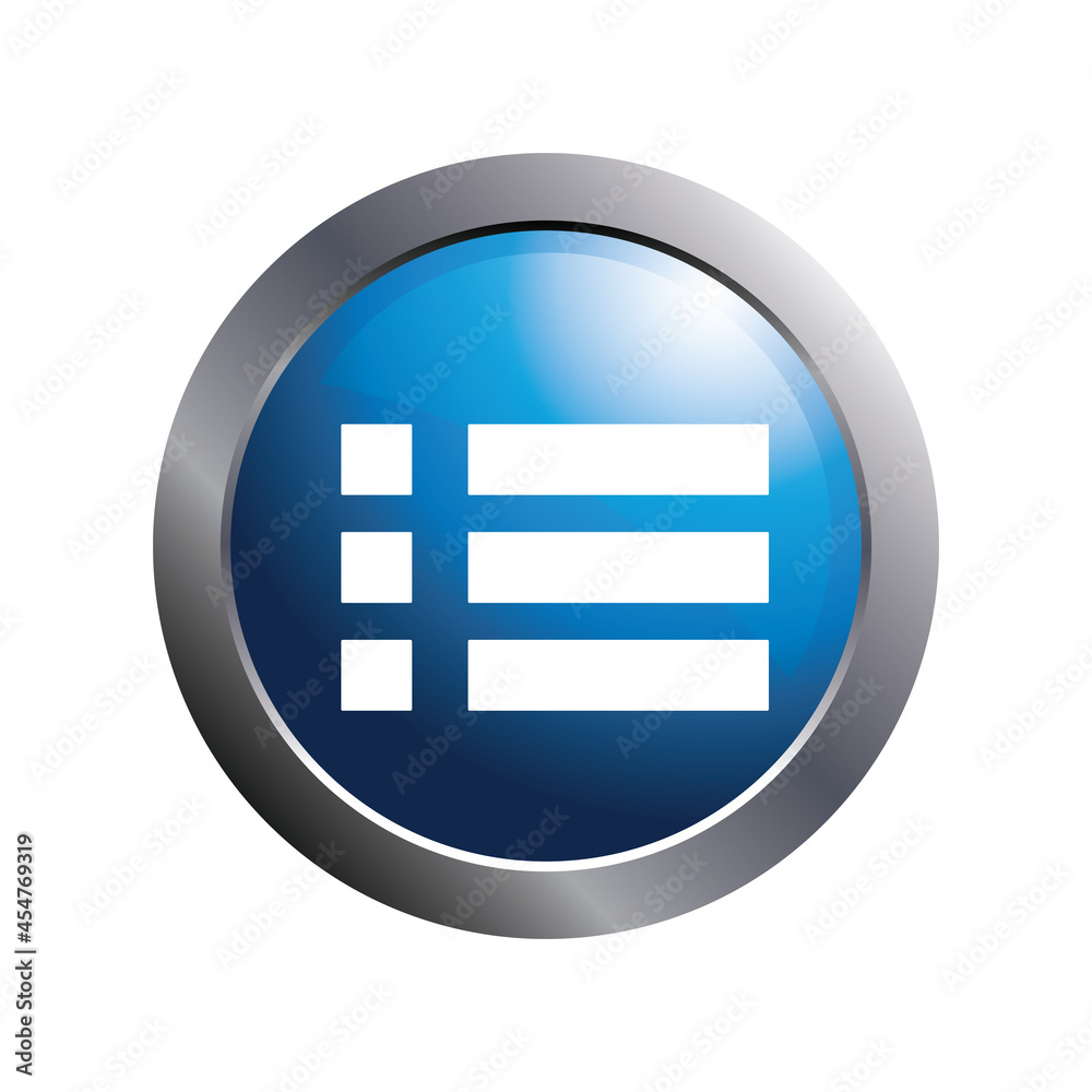 Simple menu icon and blue glossy circle for web button. Stock Vector ...