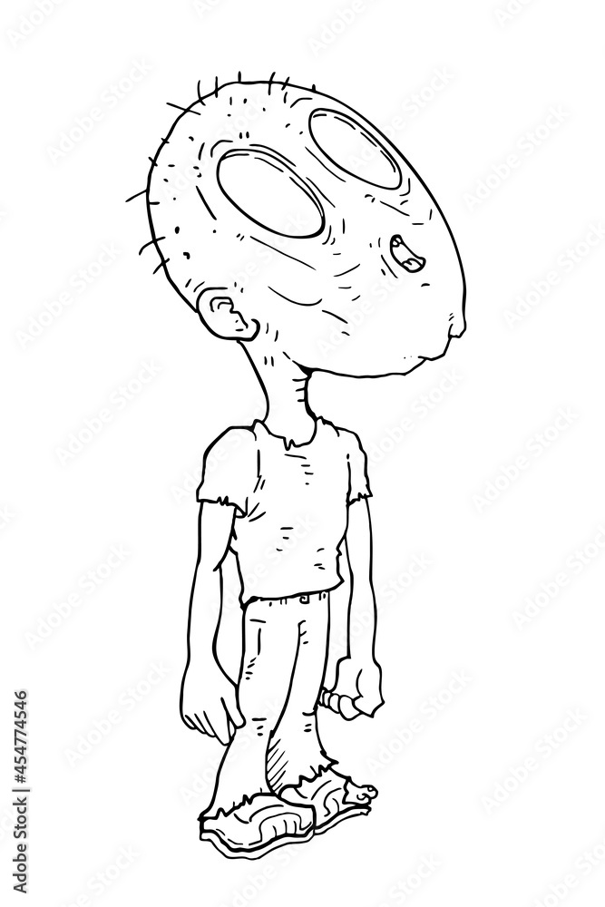 Cartoon zombie draw to coloring Stock Vector | Adobe Stock