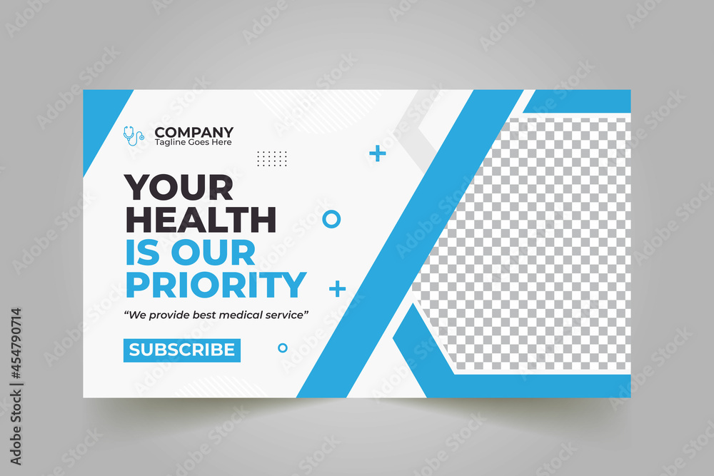 Medical Health Youtube Thumbnail Template Design and Web Banner Stock ...