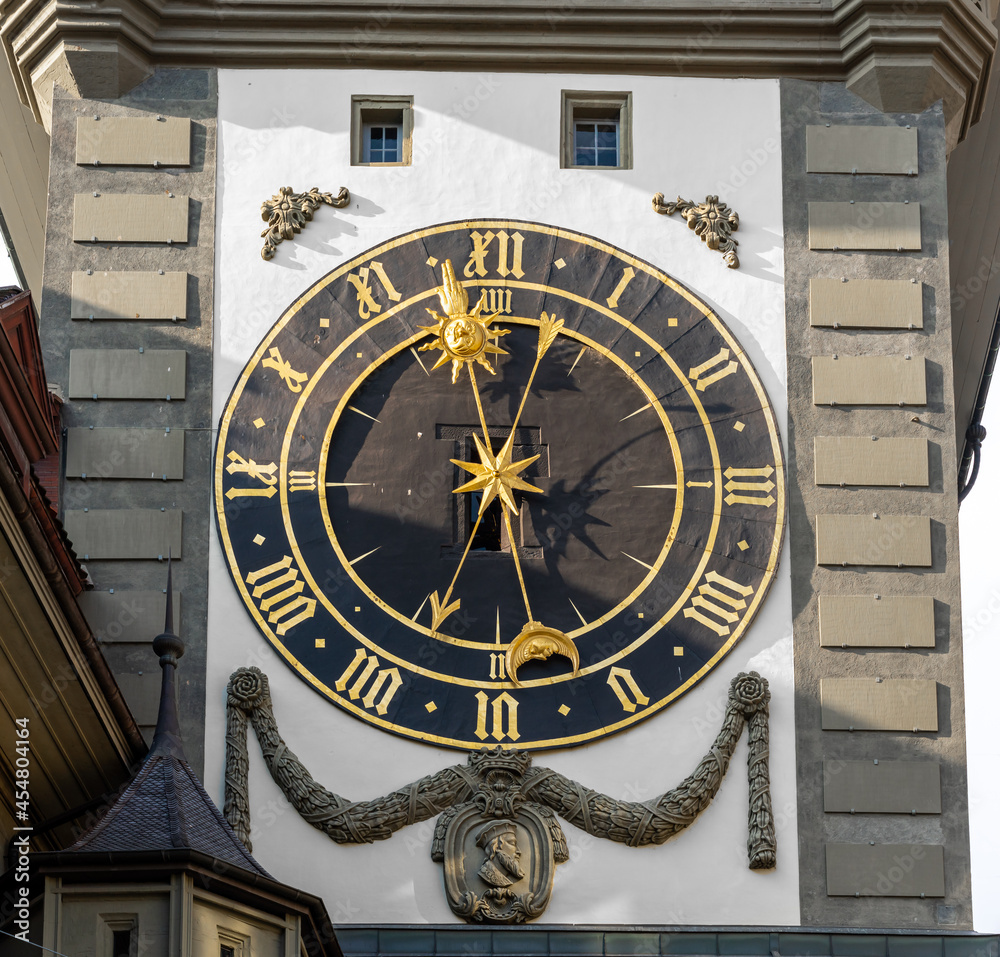 Detail of the Clock on the Eastern Facade of Zytglogge - Medieval Tower ...