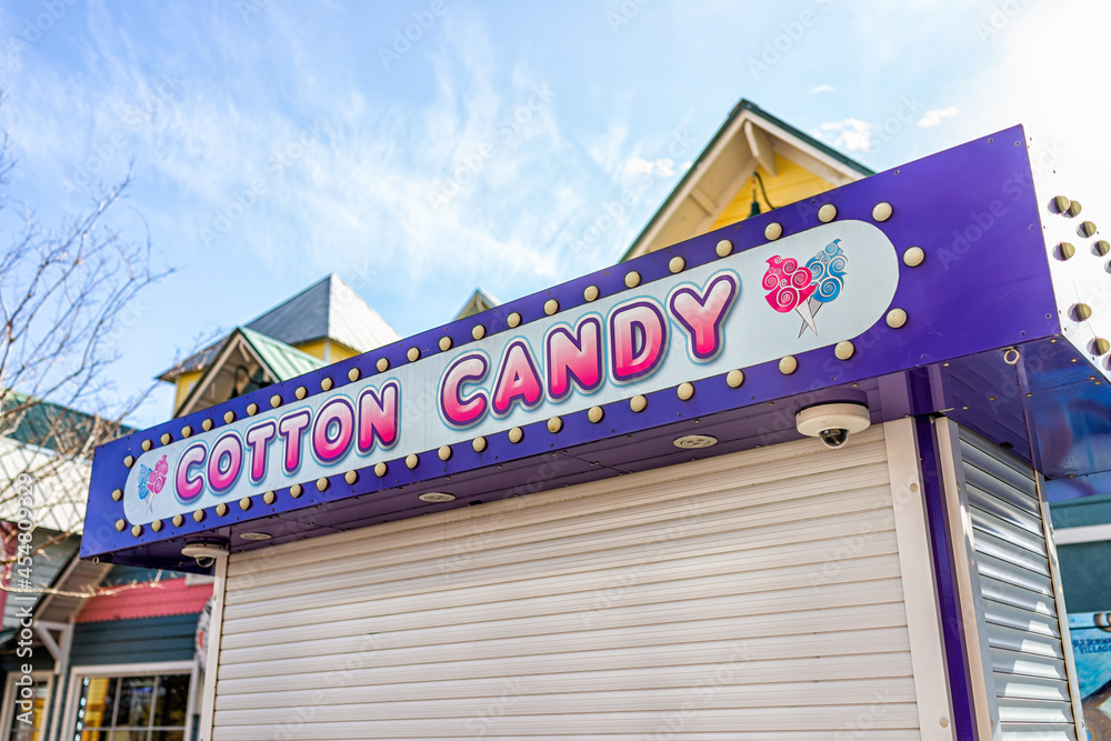 Destin, USA - January 13, 2021: Cotton candy kiosk stall or stand on ...