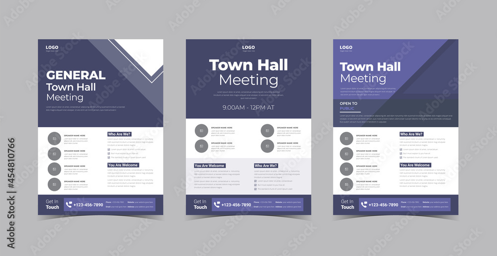 Townhall meeting flyer design template bundle. Virtual town hall ...