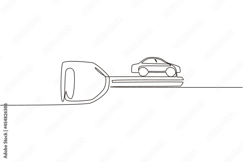 Continuous one line drawing car keys logo design template. Sale, lease ...