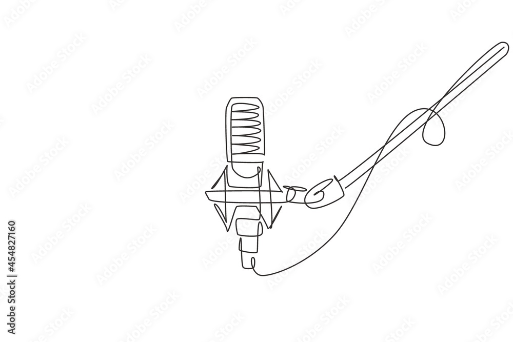 Continuous one line drawing microphone isolated with clipping path ...